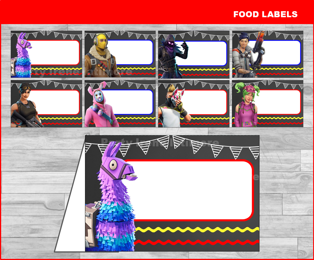 Fortnite Food Labels Printable Fortnite Food Tent Cards Fortnite 