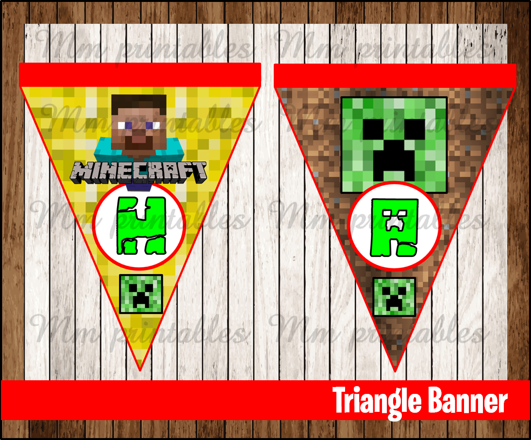 80 OFF SALE Minecraft Triangle Banner Instant Download Printable